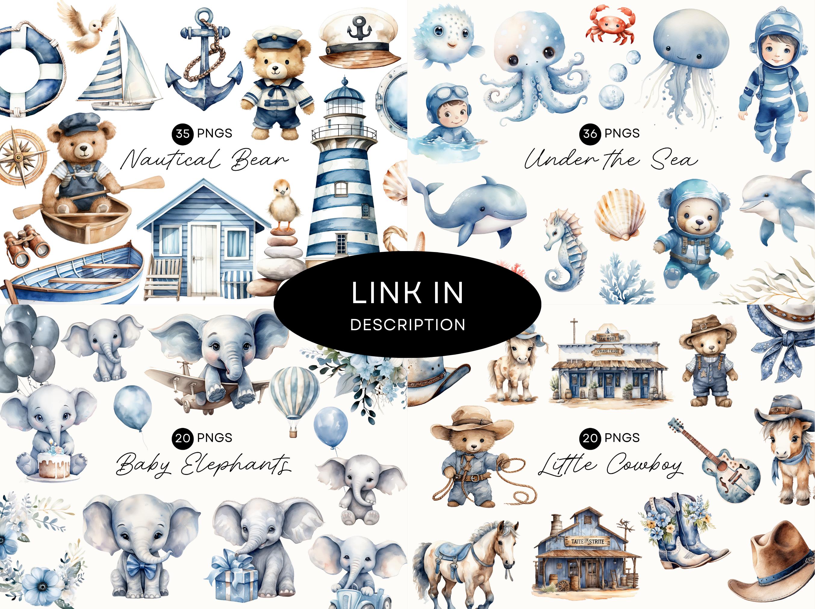 Sailor Teddy Bear Clipart, Nautical Nursery Clip Art, First Birthday ...