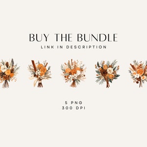 Boho Bouquet Watercolor Flowers Clipart, Orange Floral Clip Art, Citrus ...