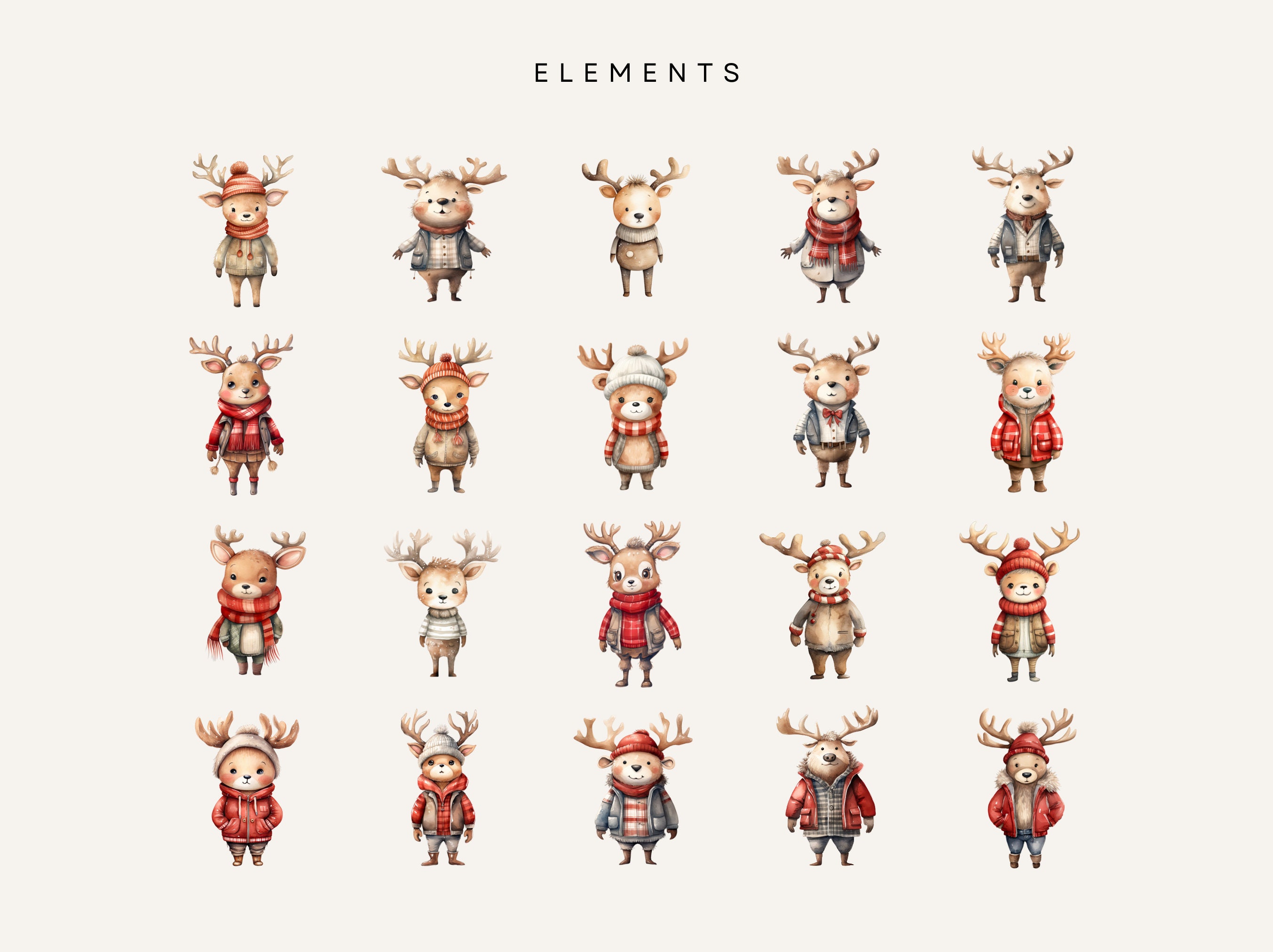 Cute Christmas Characters Clipart, Christmas Baby Reindeer Clip Art ...