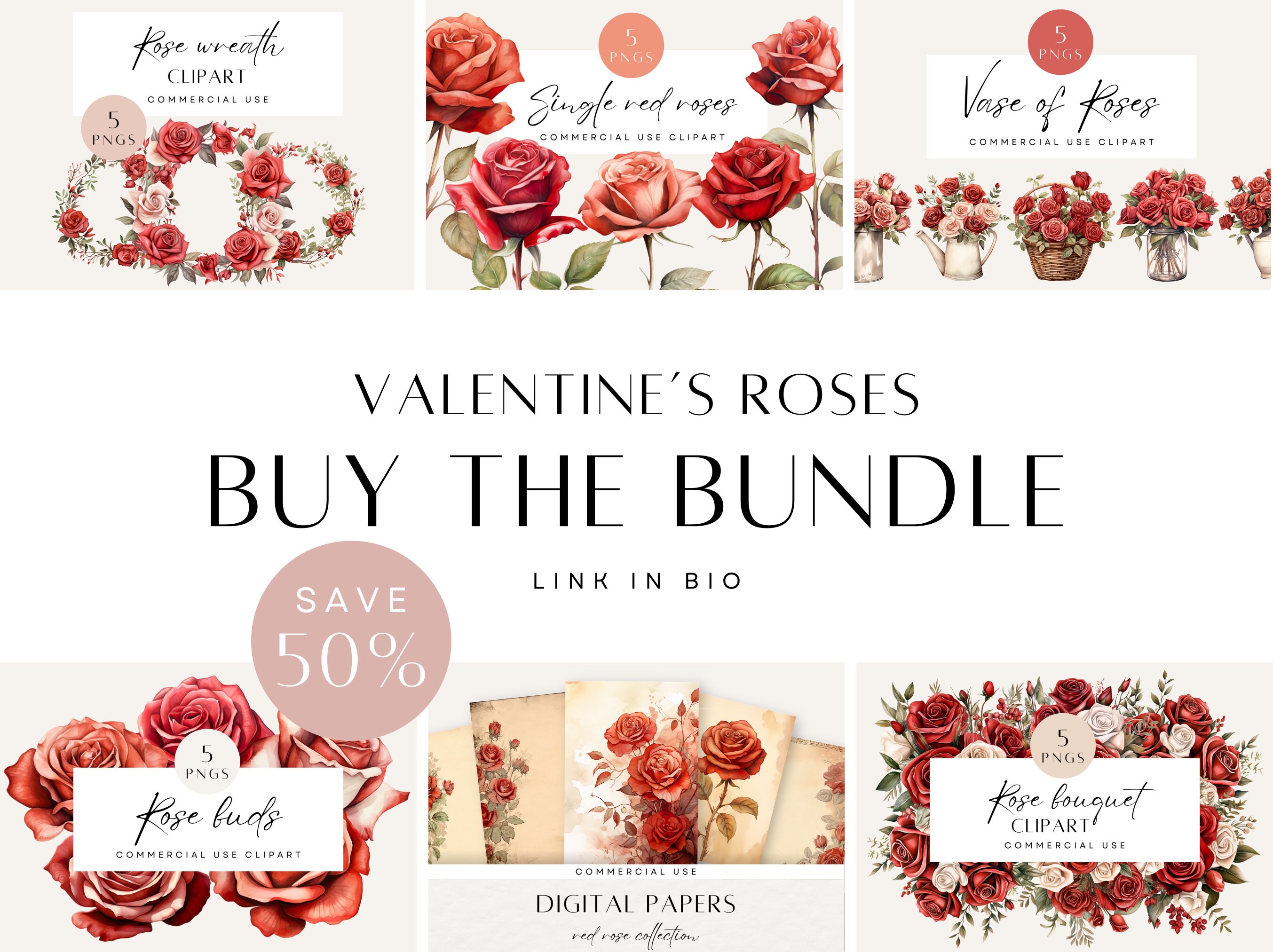 Single Rose Clipart, Red Roses Clip Art, Mother's Day, Valentine's ...