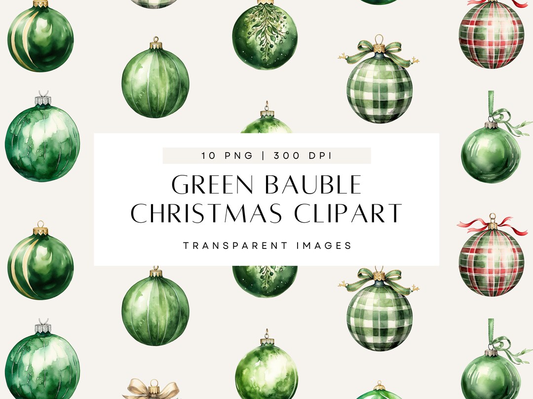 Holiday Ornament Clipart, Green Christmas Bauble, Xmas Clip Art ...