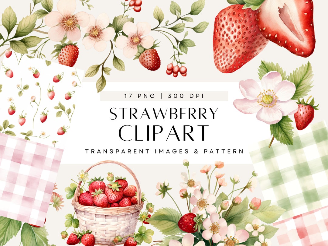Strawberry Baby Shower Clipart, Berry Sweet Baby on the Way Invite ...