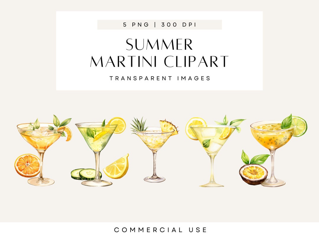 Summer Cocktails Clipart, Garden Party Clip Art, Passion Fruit Martini ...