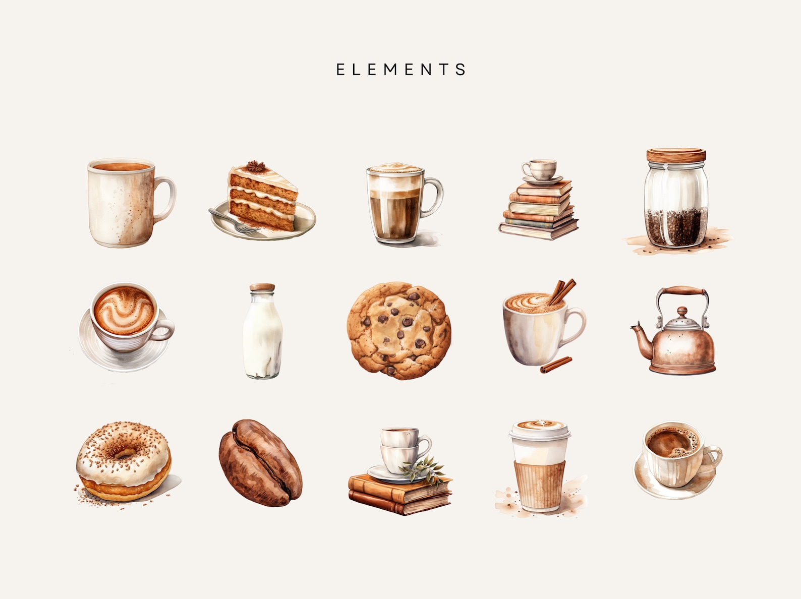 Coffee Shop Clipart Bundle, Coffee Bean, Iced Coffee, Tea Party, Coffee ...