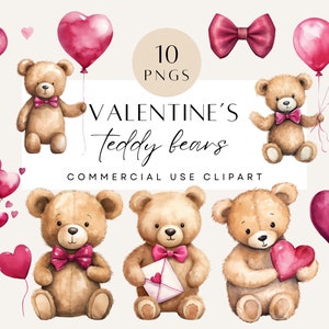 Valentine's Bear Clipart, Pink Heart Balloons, Teddy Bears, Love Letter ...