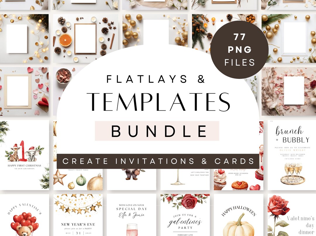 Invitation Template Mockup Bundle, 5x7 Card Mockup, Greeting Card Mock ...