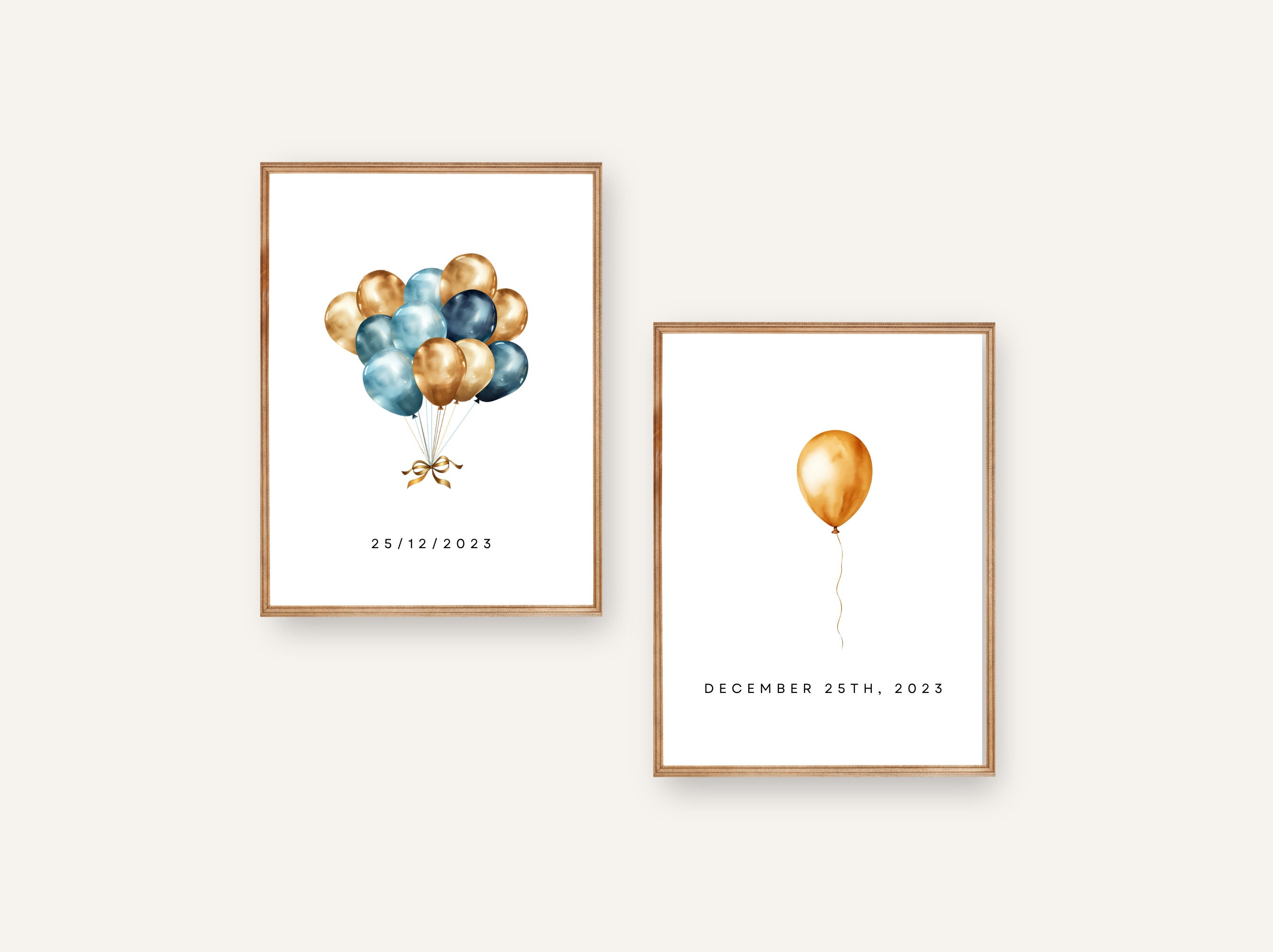 Clipart Blue and Gold Balloon Watercolor Balloons Clip Art - Etsy