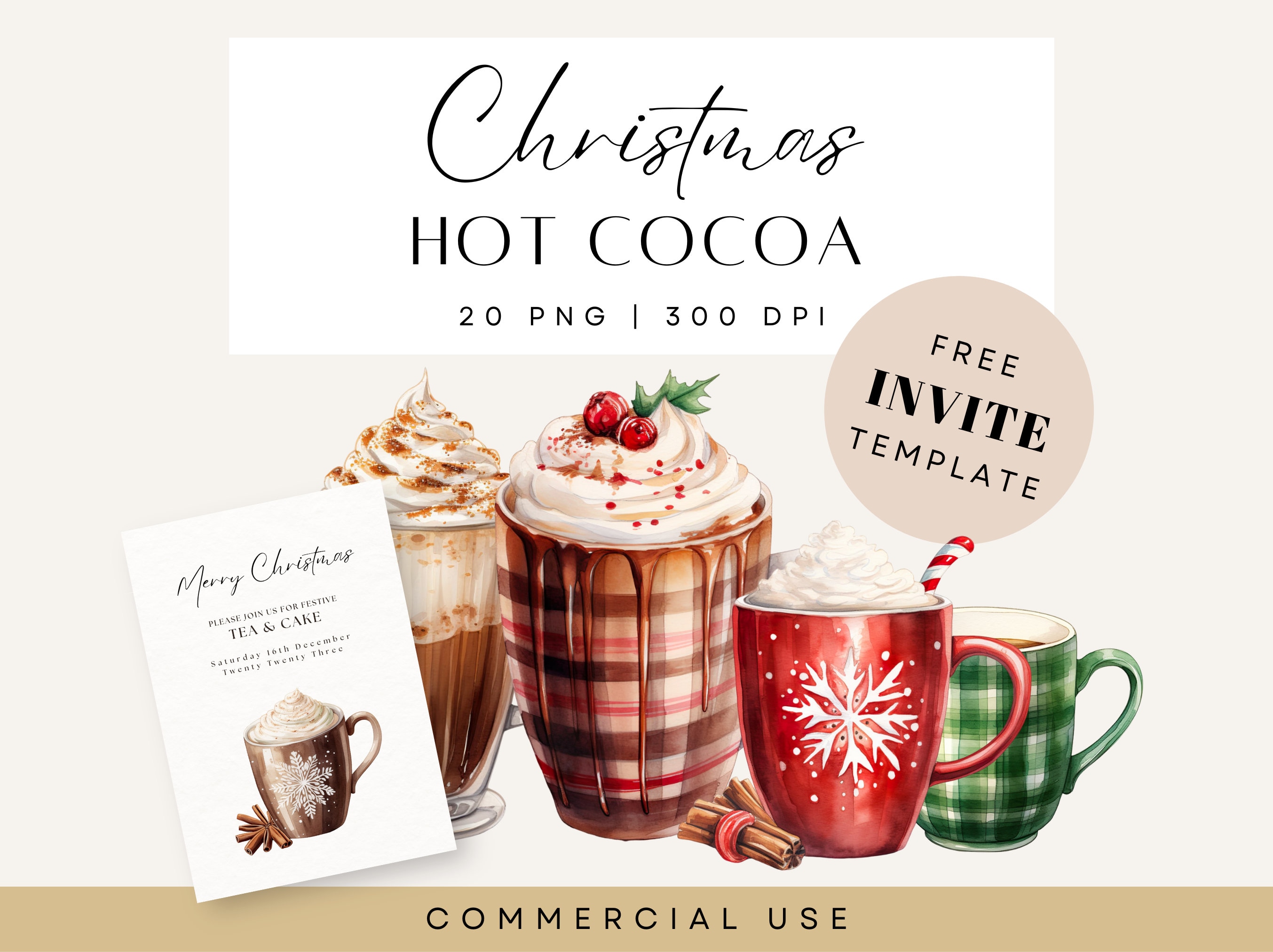 Christmas Hot Cocoa Clipart Hot Chocolate Clip Art Cozy - Etsy