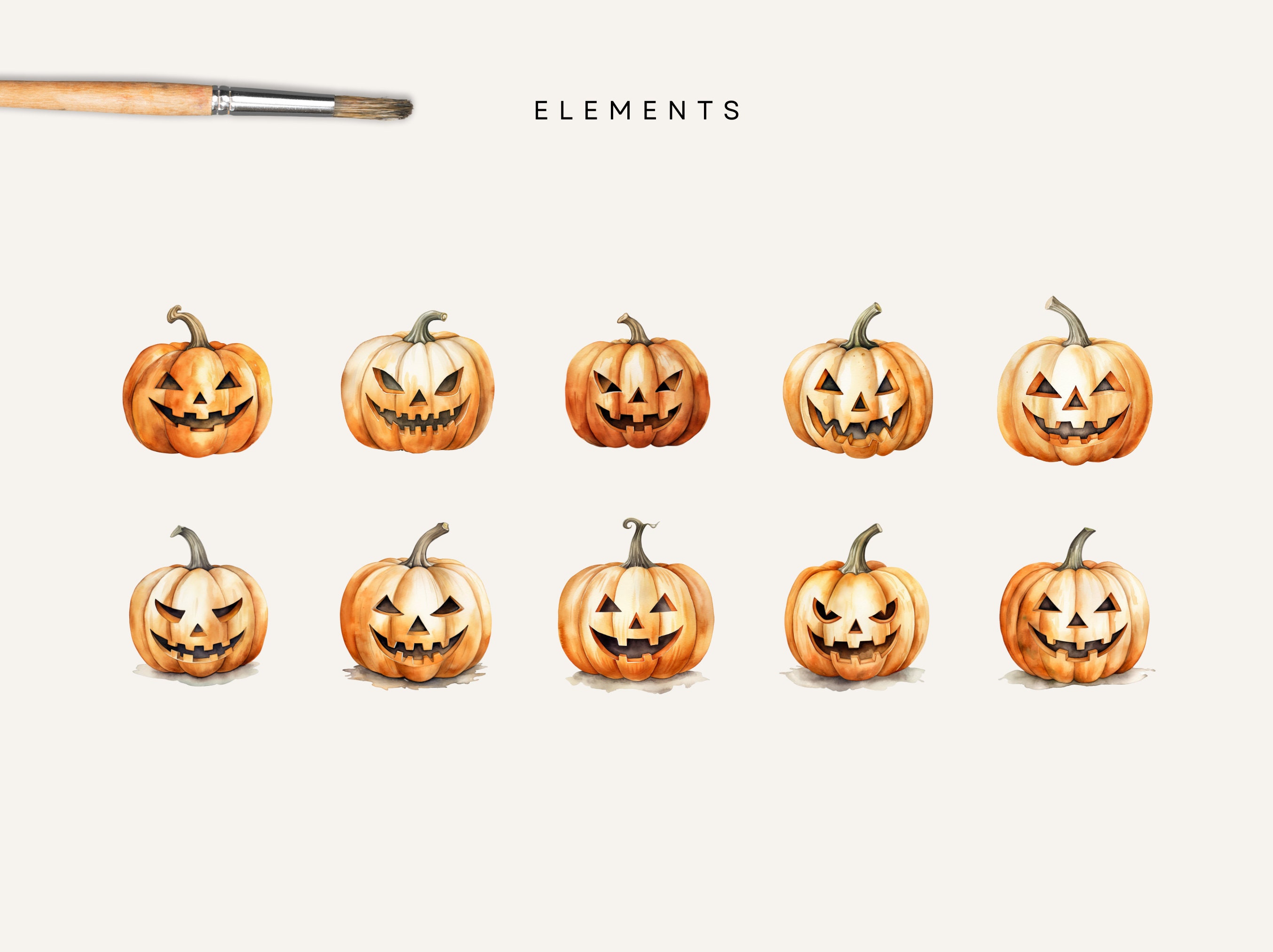 Watercolor Fall Pumpkin Clipart Clip Art Pumpkins Halloween - Etsy