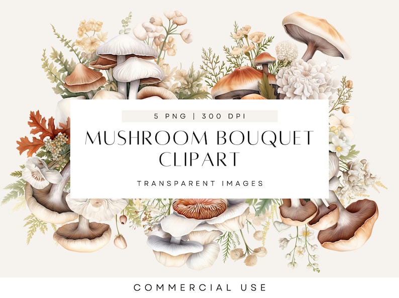 Mushroom Bouquet Clipart, Floral Arrangement, Magic Mushrooms Clip Art ...