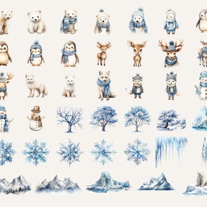 Winter Wonderland Clipart Bundle, Polar Bear, Arctic, Woodland Animals ...