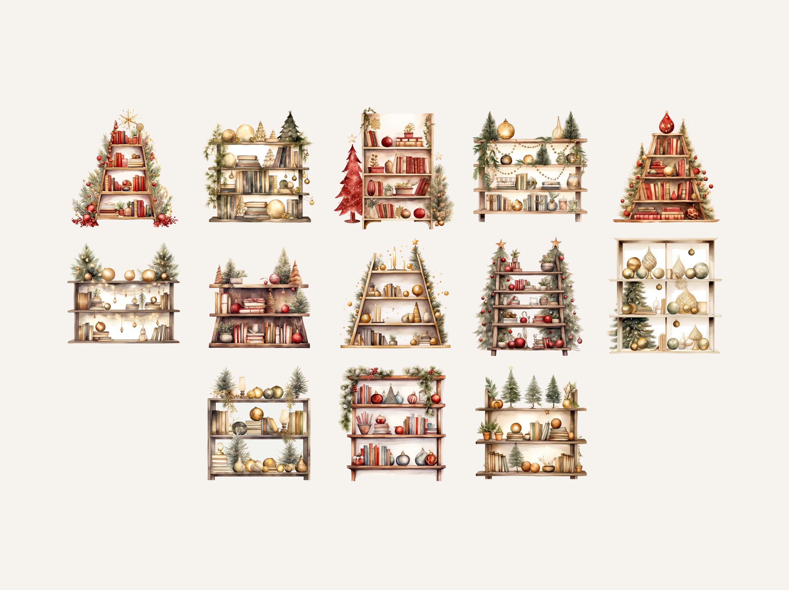 Christmas Library Clipart Reading Clip Art Books Stack Book - Etsy