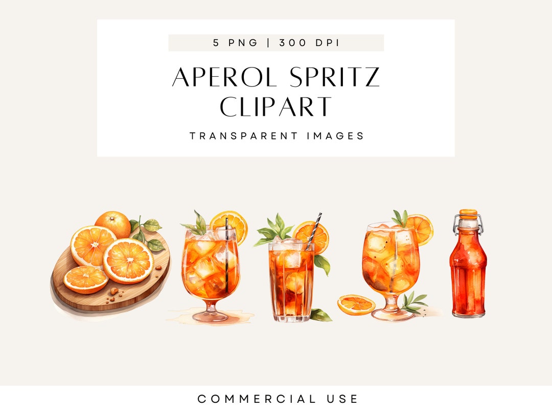 Aperol Clipart, Aperol Spritz Cocktail, Watercolor Drinks, Wedding Bar ...