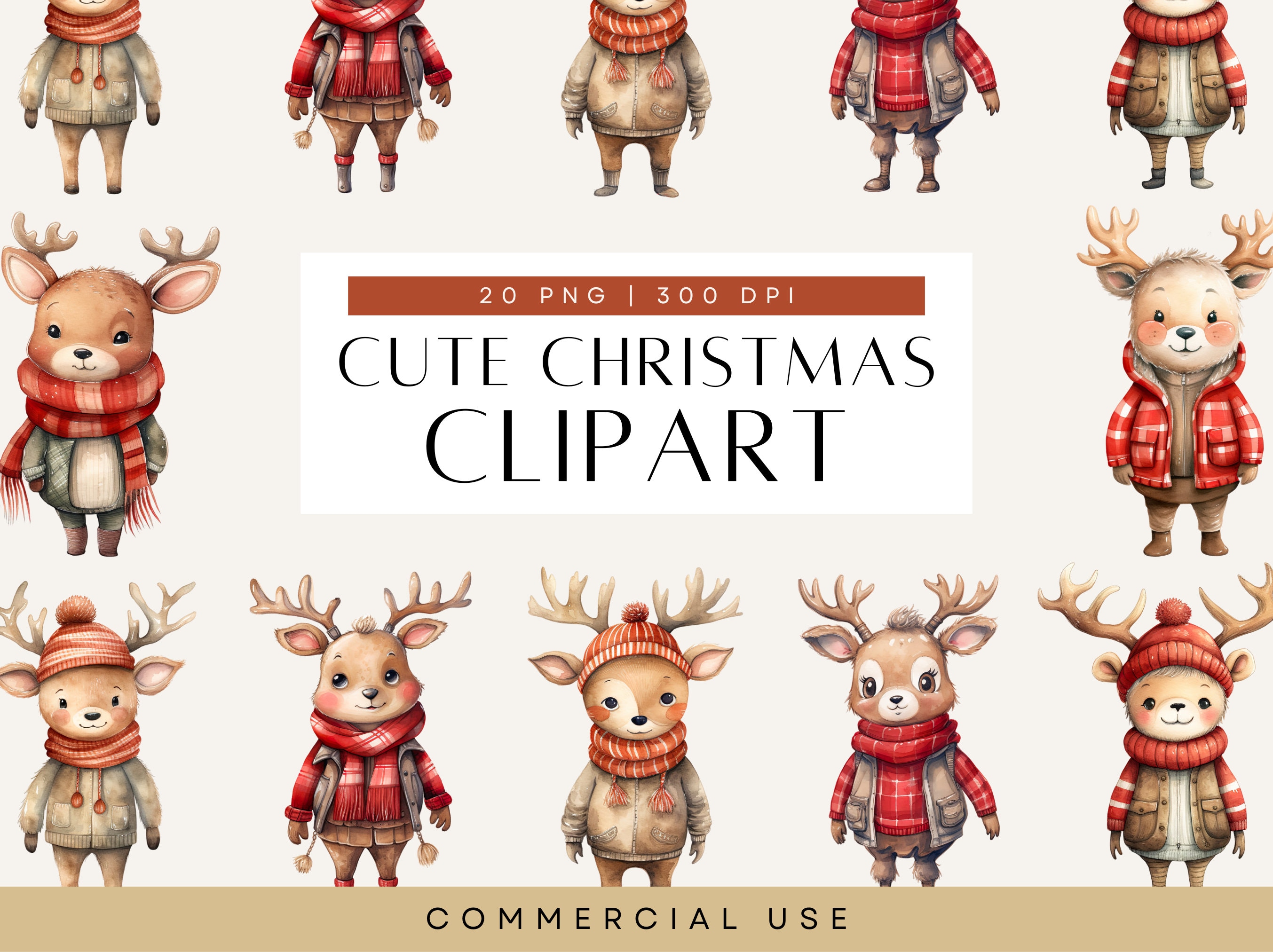 Cute Christmas Characters Clipart, Christmas Baby Reindeer Clip Art ...