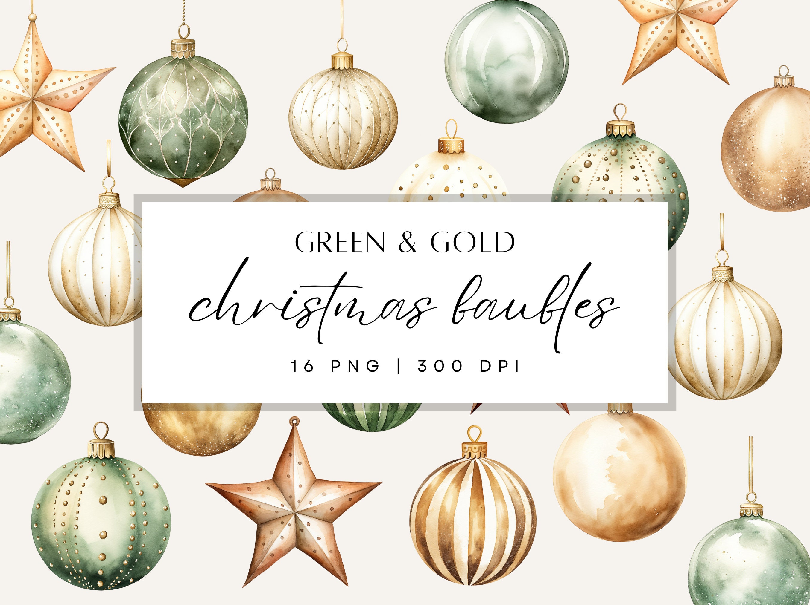 Christmas Ornaments Clipart Watercolor Baubles Xmas Clip - Etsy