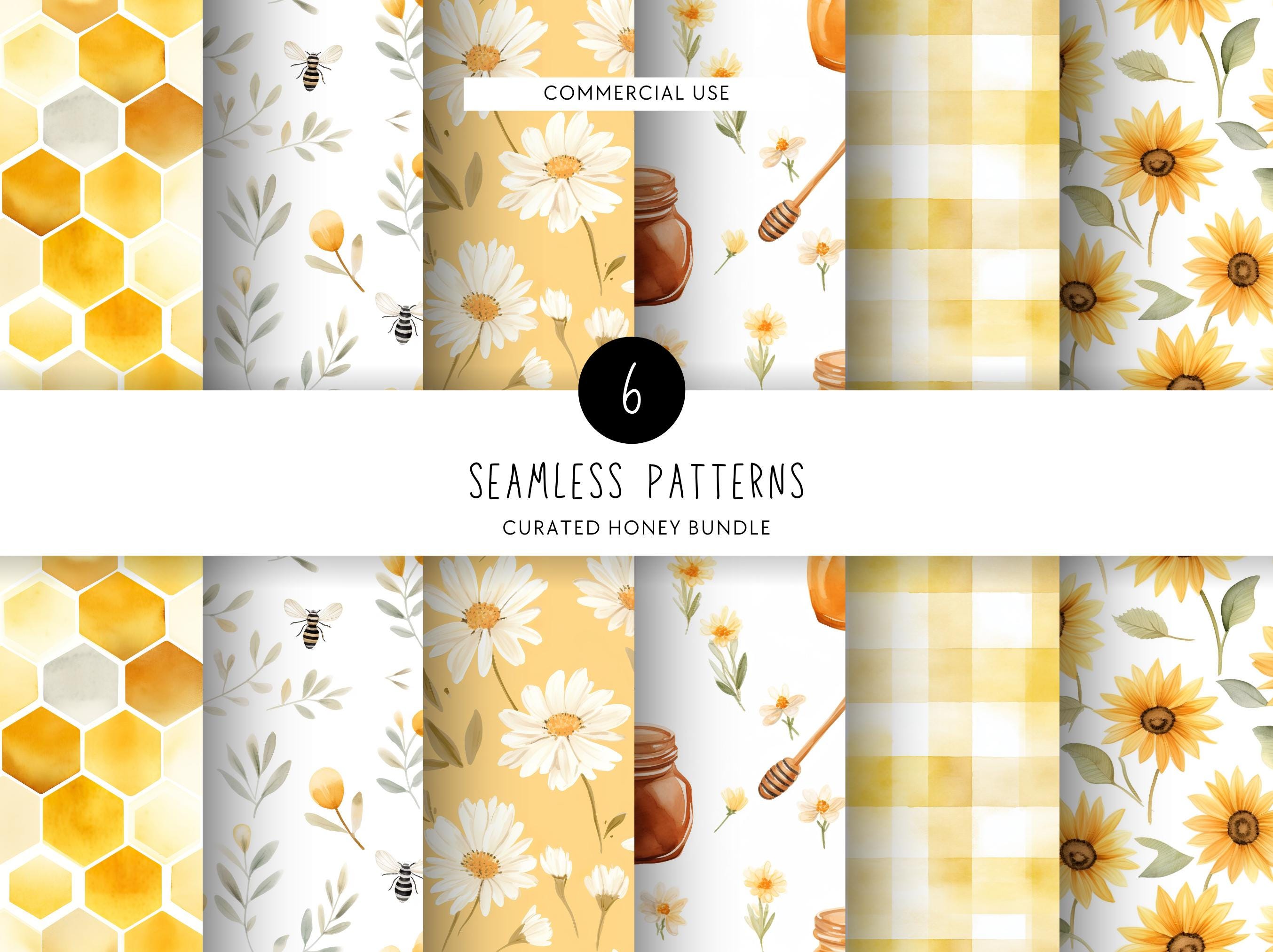 Floral and Bee Digital Paper, Honey Bee Digital Paper, Bee Junk Journal ...