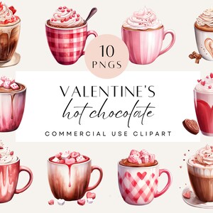 Hot Chocolate Clipart Valentine's Day Hot Cocoa Pink - Etsy