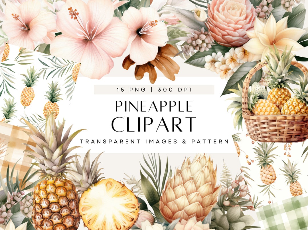 Clipart Pineapple, Watercolor Tropical Fruit Clipart, Summer Fruits ...