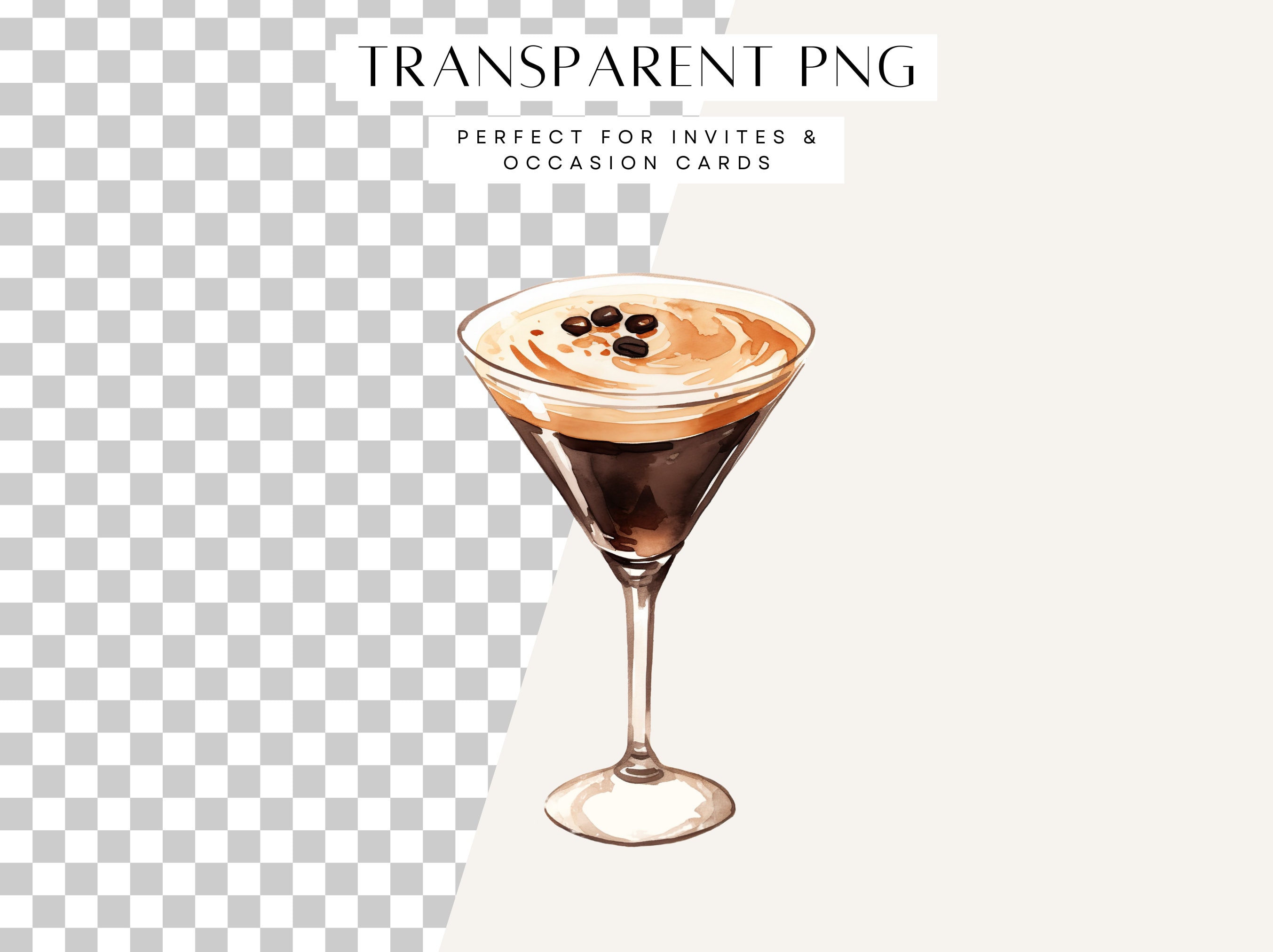 Espresso Martini Clipart, Watercolor Martinis, Coffee Cocktail ...