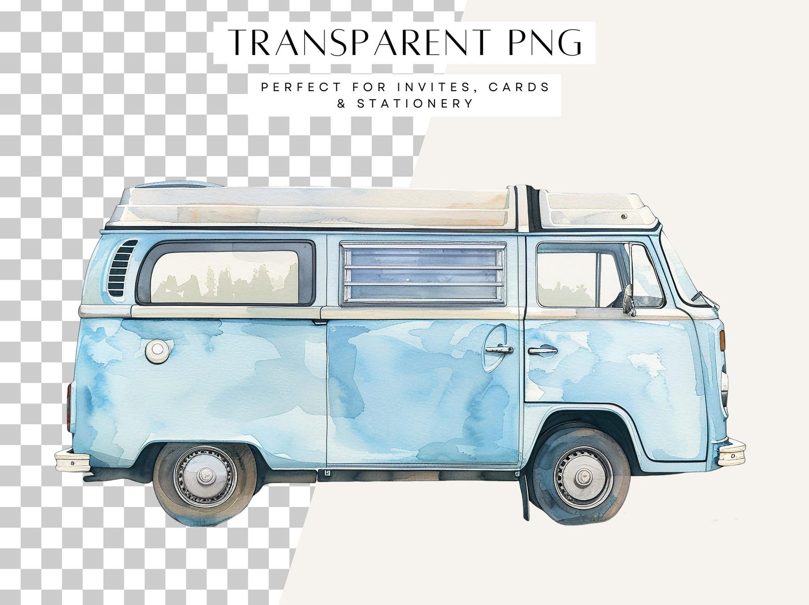 Happy Camper Clipart, Retro Hippie Campervan, Coastal Van Life, Summer ...