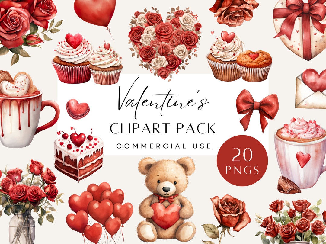 Valentine Planner Clipart Happy Valentines Day Clip Art Red - Etsy