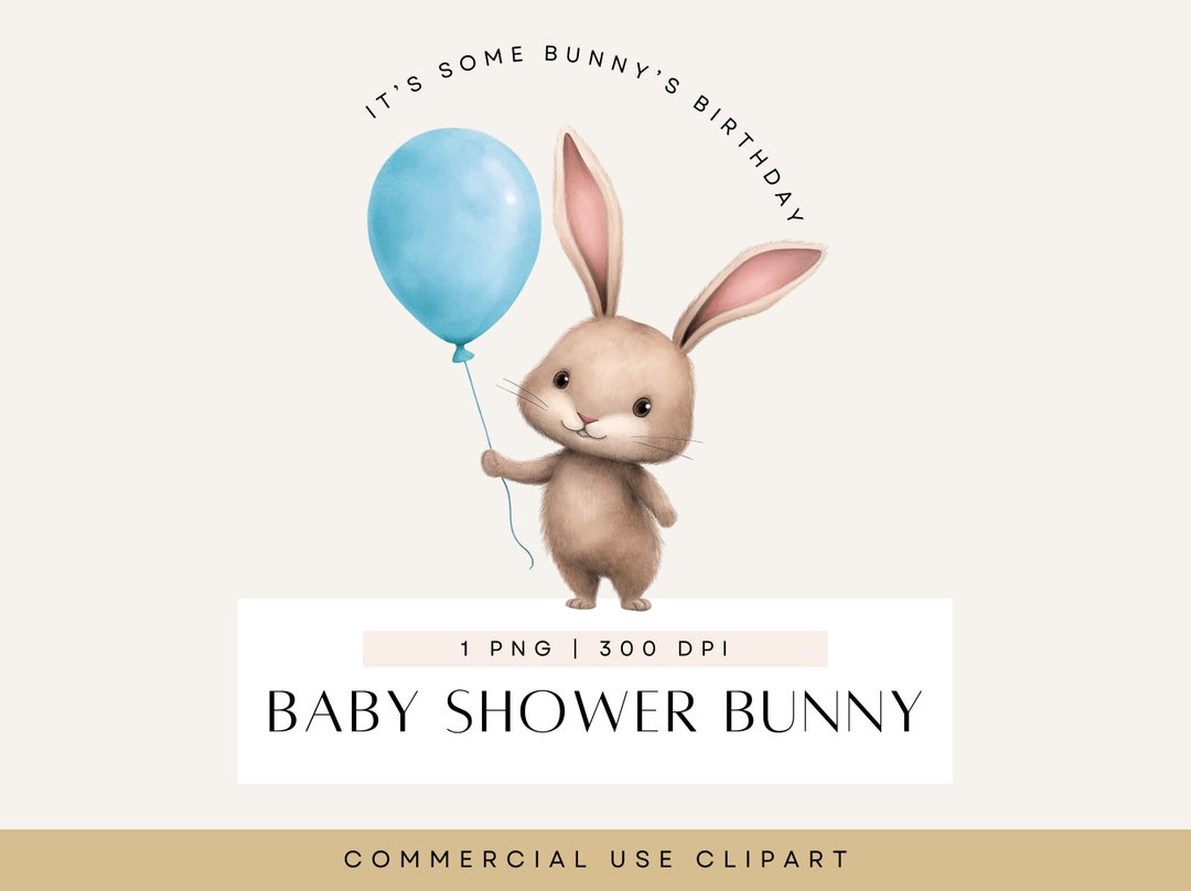 Rabbit With Balloons Clipart, Blue Balloons, Easter Bunny Holding ...