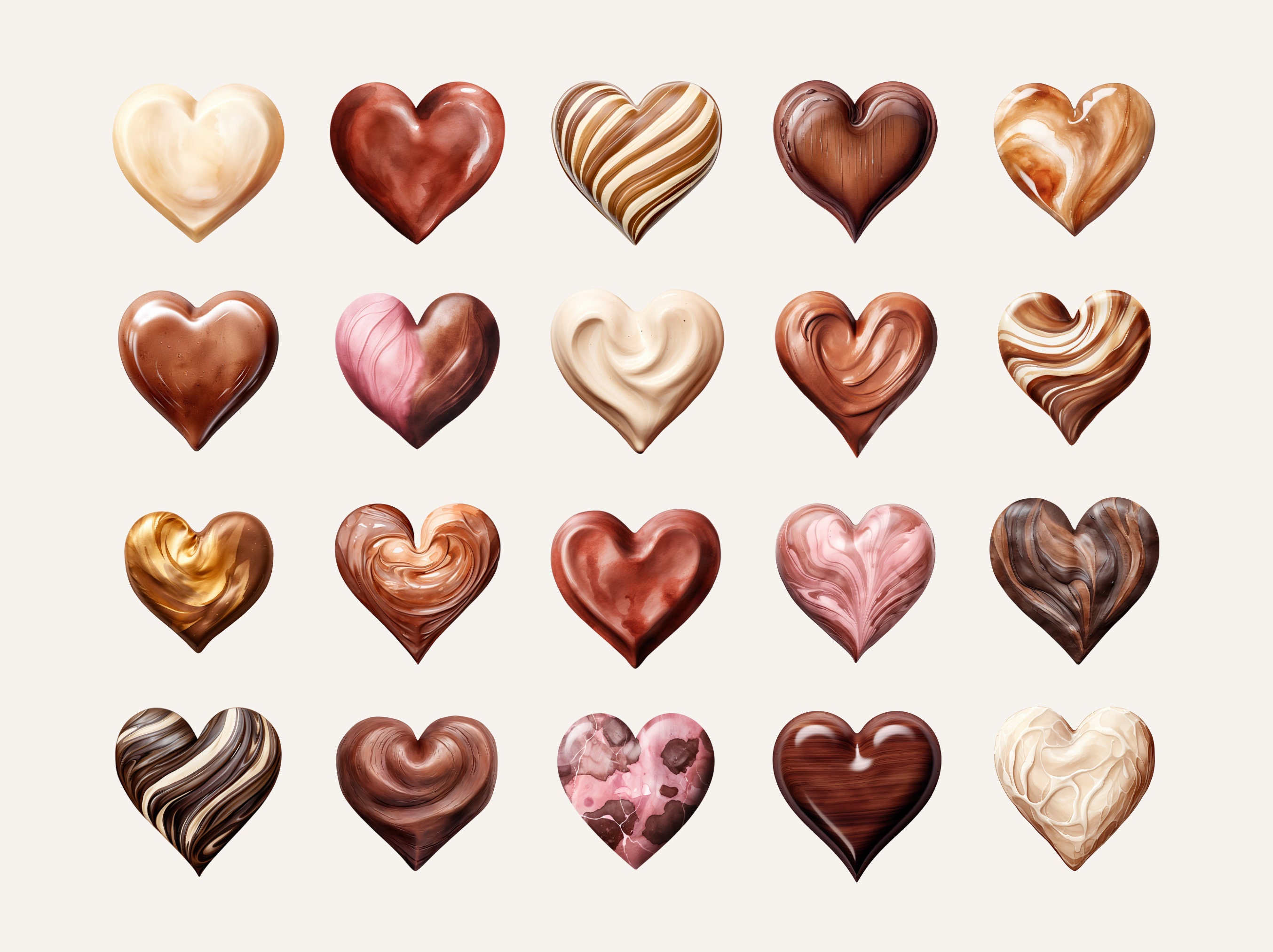 Valentine's Day Chocolate Clipart Candy Hearts Elegant - Etsy