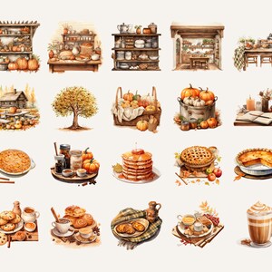Watercolor Autumn Baking Clipart, Fall Food, Fall Home, Clipart Bundle ...