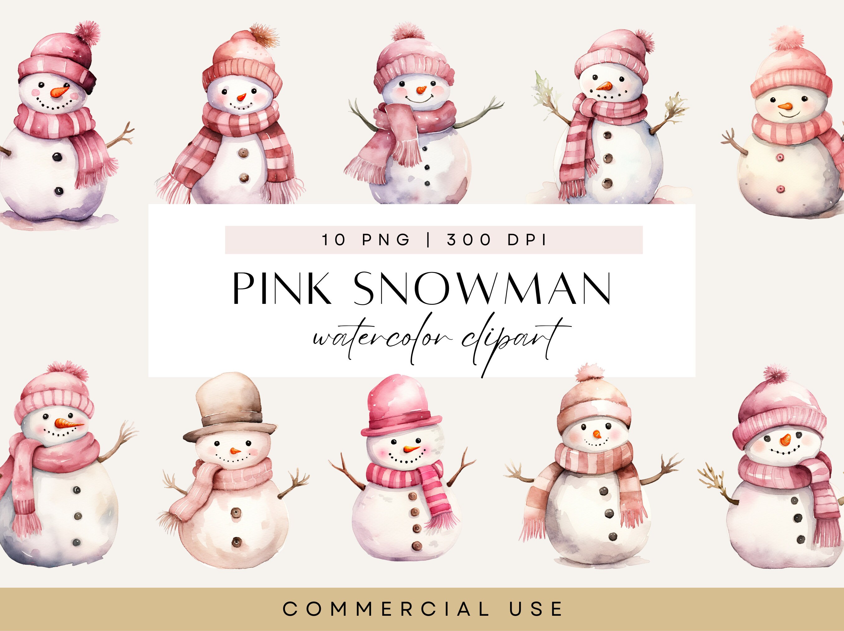 Pink Snowmen Clipart Cute Snowman Family Festive Clip Art - Etsy