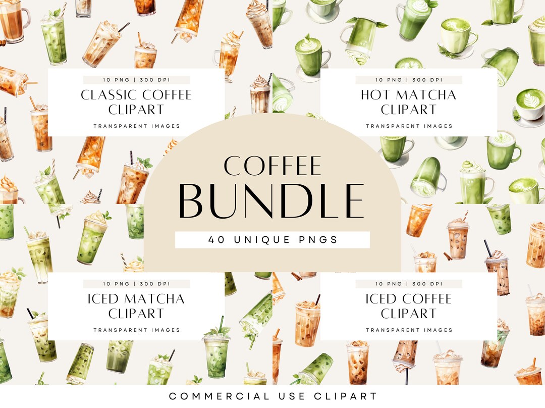 Watercolor Coffee Lover Clipart, Coffee Shop Clipart Bundle, Matcha ...