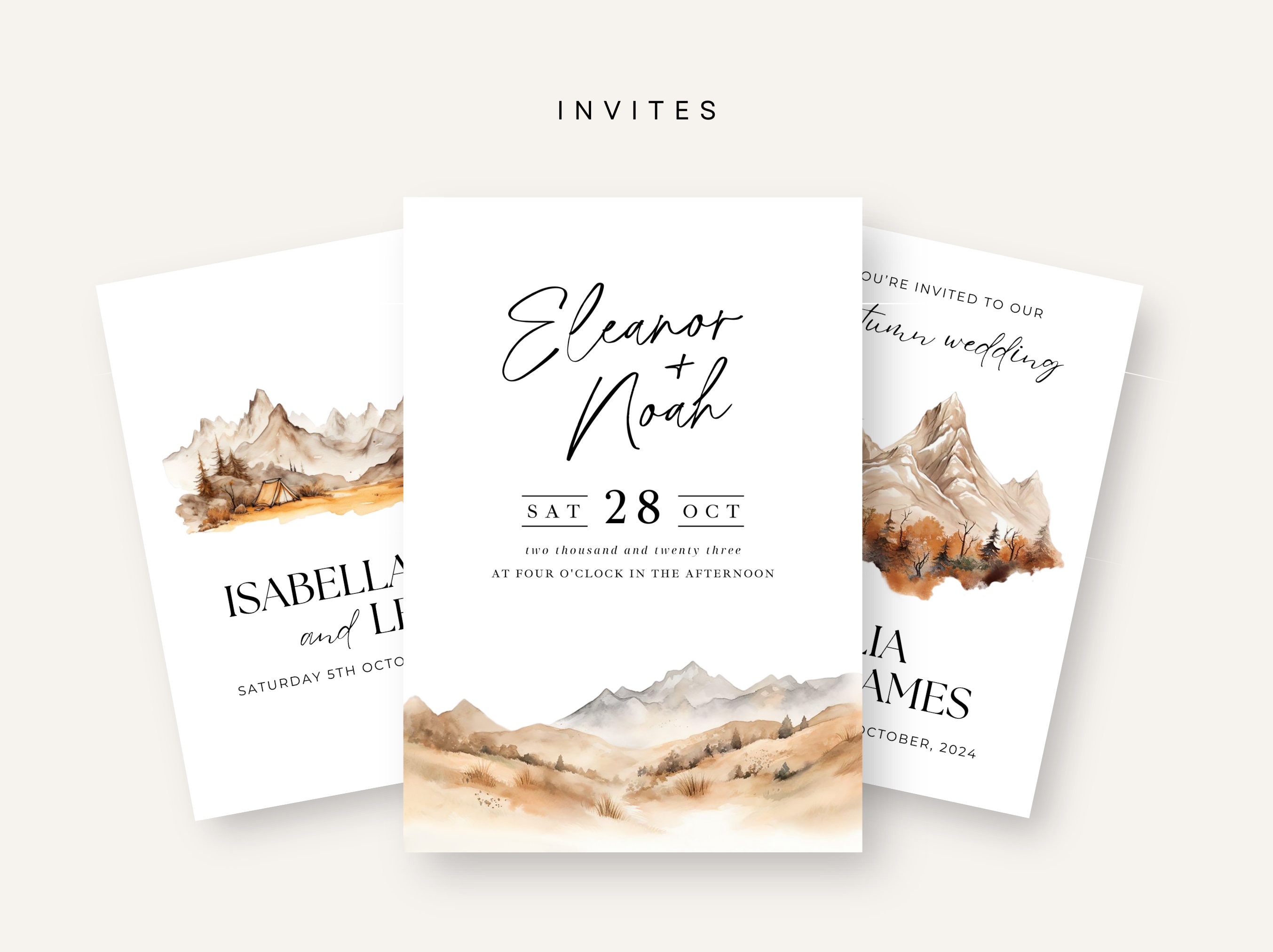 Watercolor Mountains Landscape Clipart, Mountain Lanscape, Wedding ...