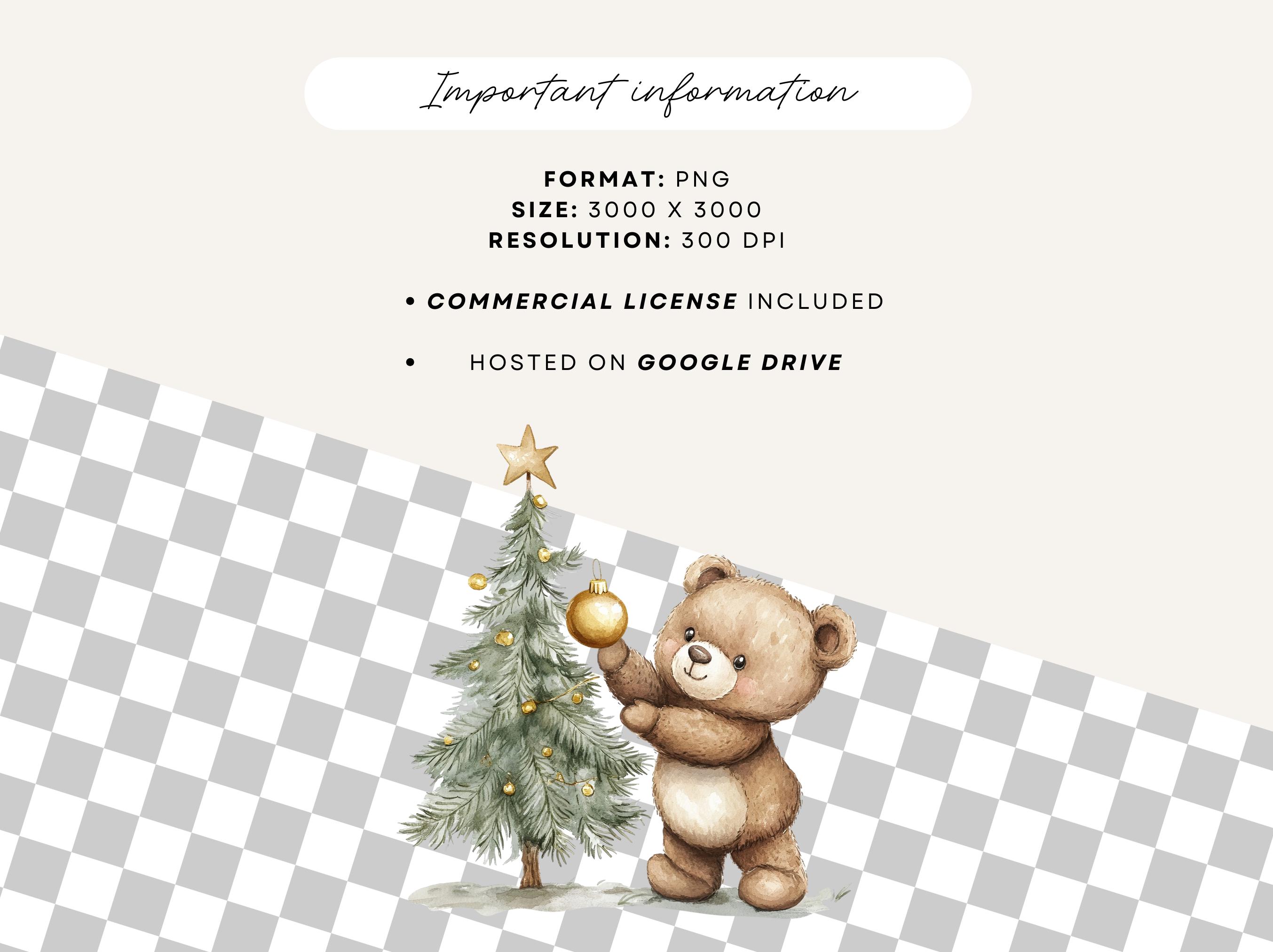 Teddy Bear First Christmas Clipart | Sage Green Watercolor Set, Winter ...