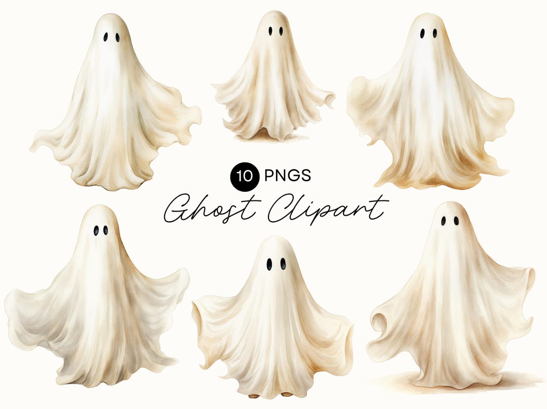 Watercolor Halloween Ghosts Clipart INSTANT DOWNLOAD Spooky Draped ...