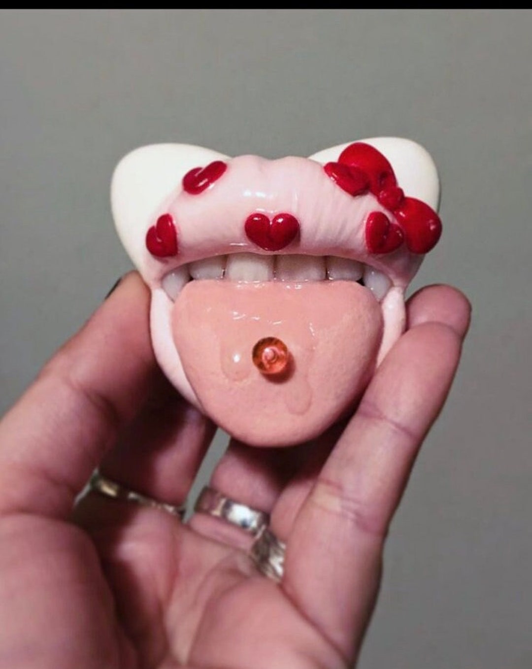 Custom Polymer Clay Lips & Mouth With Teeth or Fangs - Read Description ...