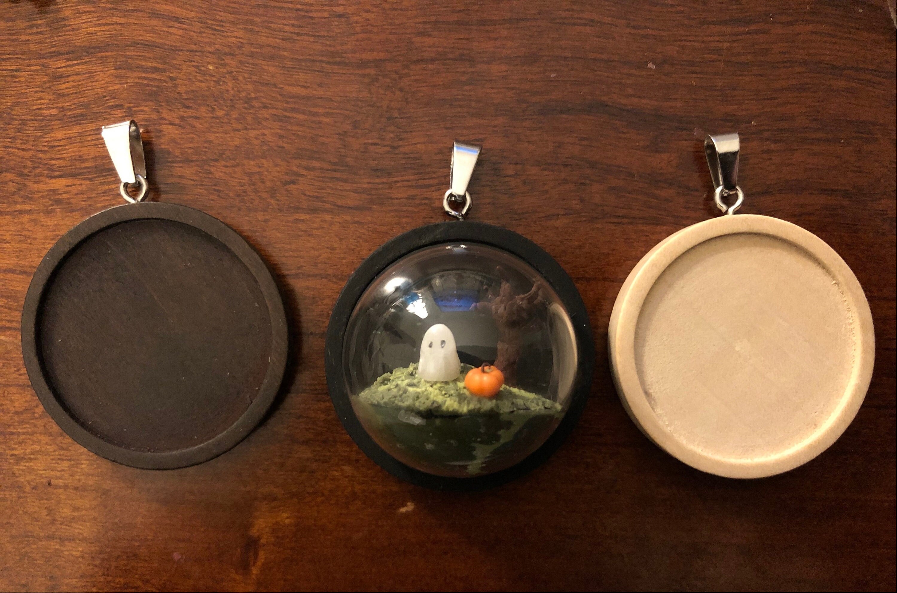 Glass Dome Globe Pendant With Halloween Scene Ghost, Haunted Tree ...