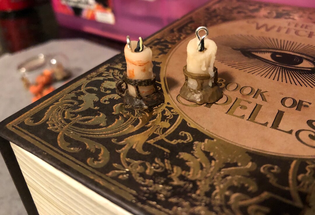 Black Flame Candle Hocus Pocus Hand Sculpted Clay Earrings See ...