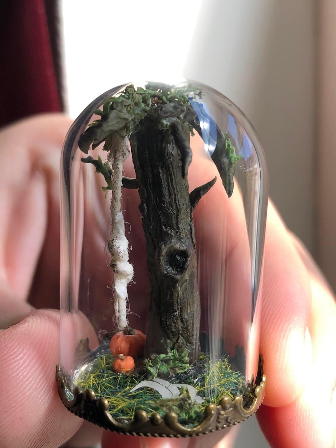 Tree & Pumpkin Dollhouse Miniature Scene Glass Dome Pendant - Made to ...