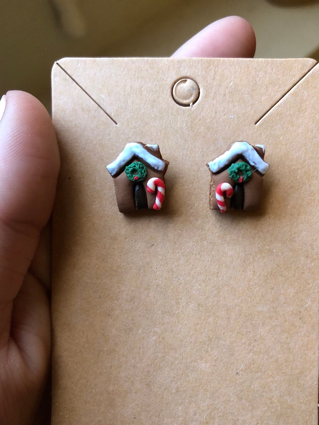 Miniature Stud Gingerbread House Christmas Cookie Earrings Polymer Clay ...
