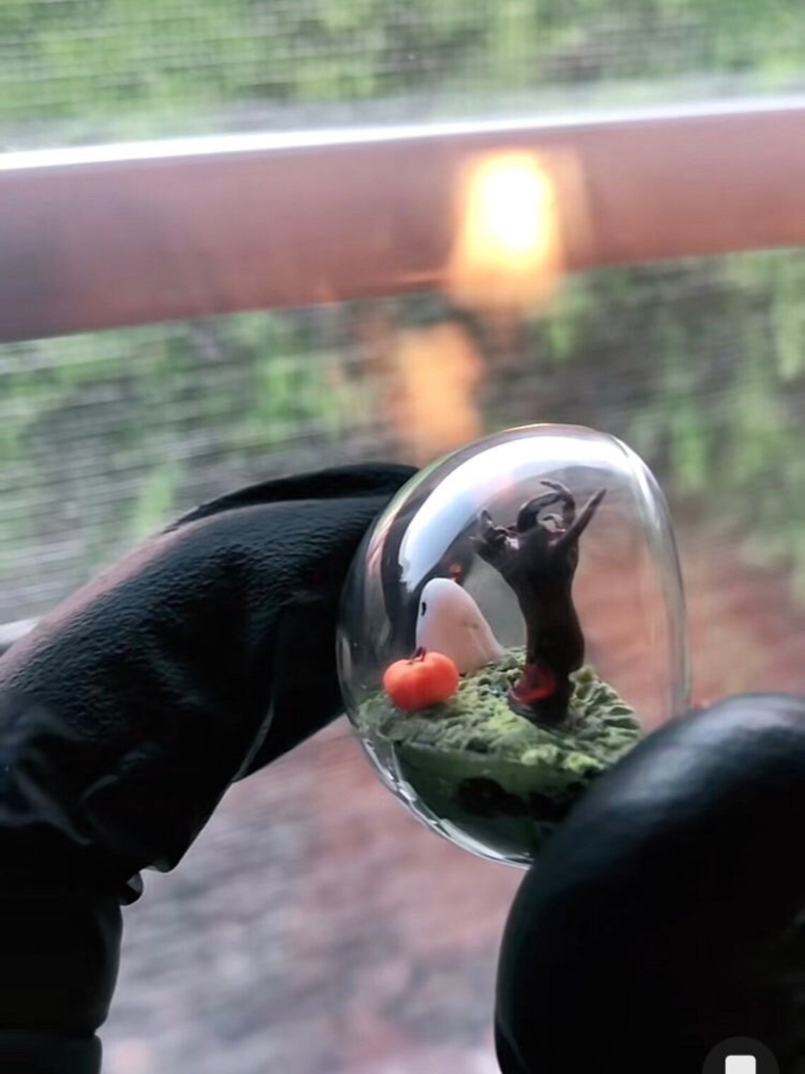 Glass Dome Globe Pendant With Halloween Scene Ghost, Haunted Tree ...