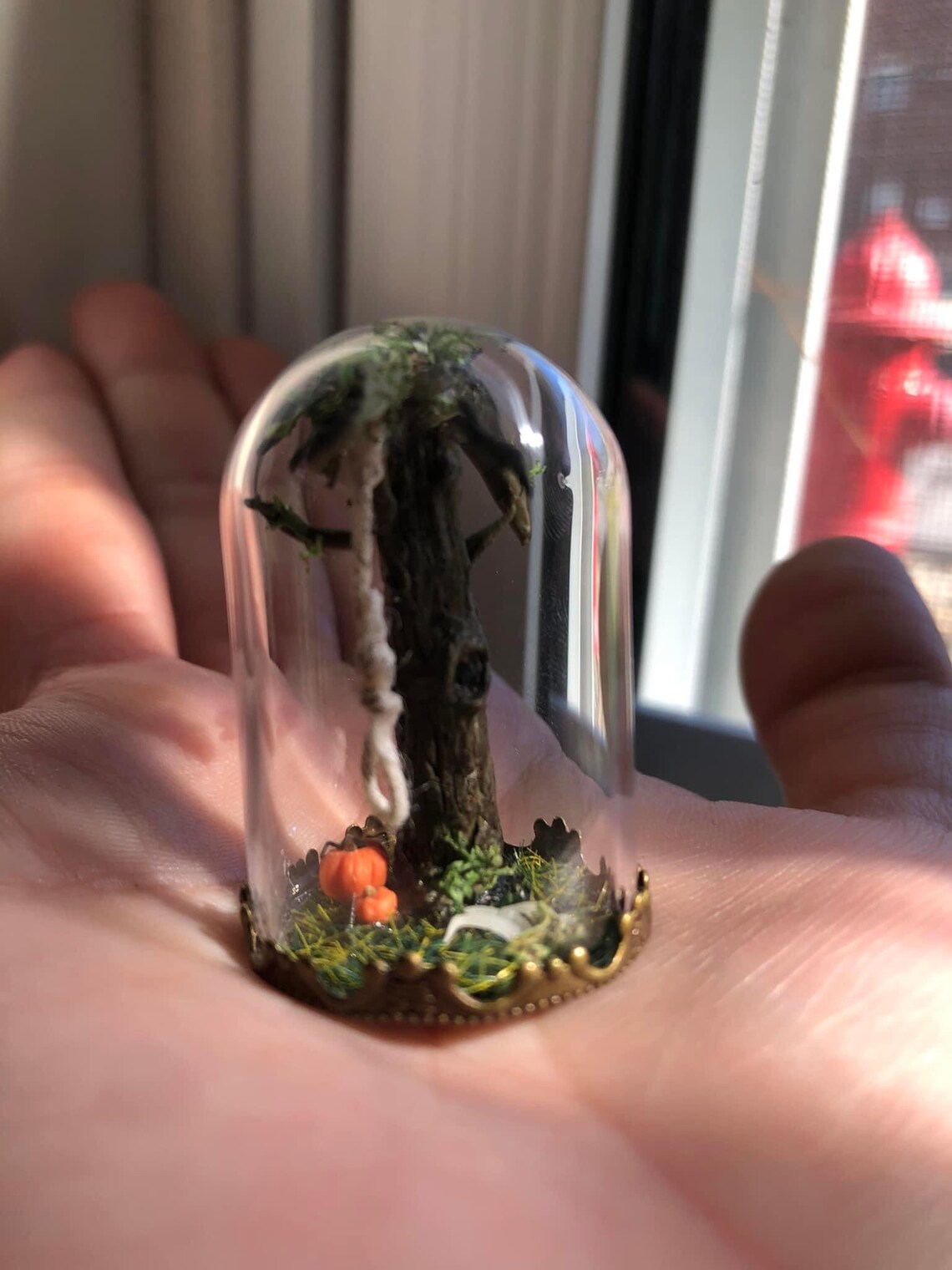 Tree & Pumpkin Dollhouse Miniature Scene Glass Dome Pendant - Etsy