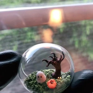 Glass Dome Globe Pendant With Halloween Scene Ghost, Haunted Tree ...