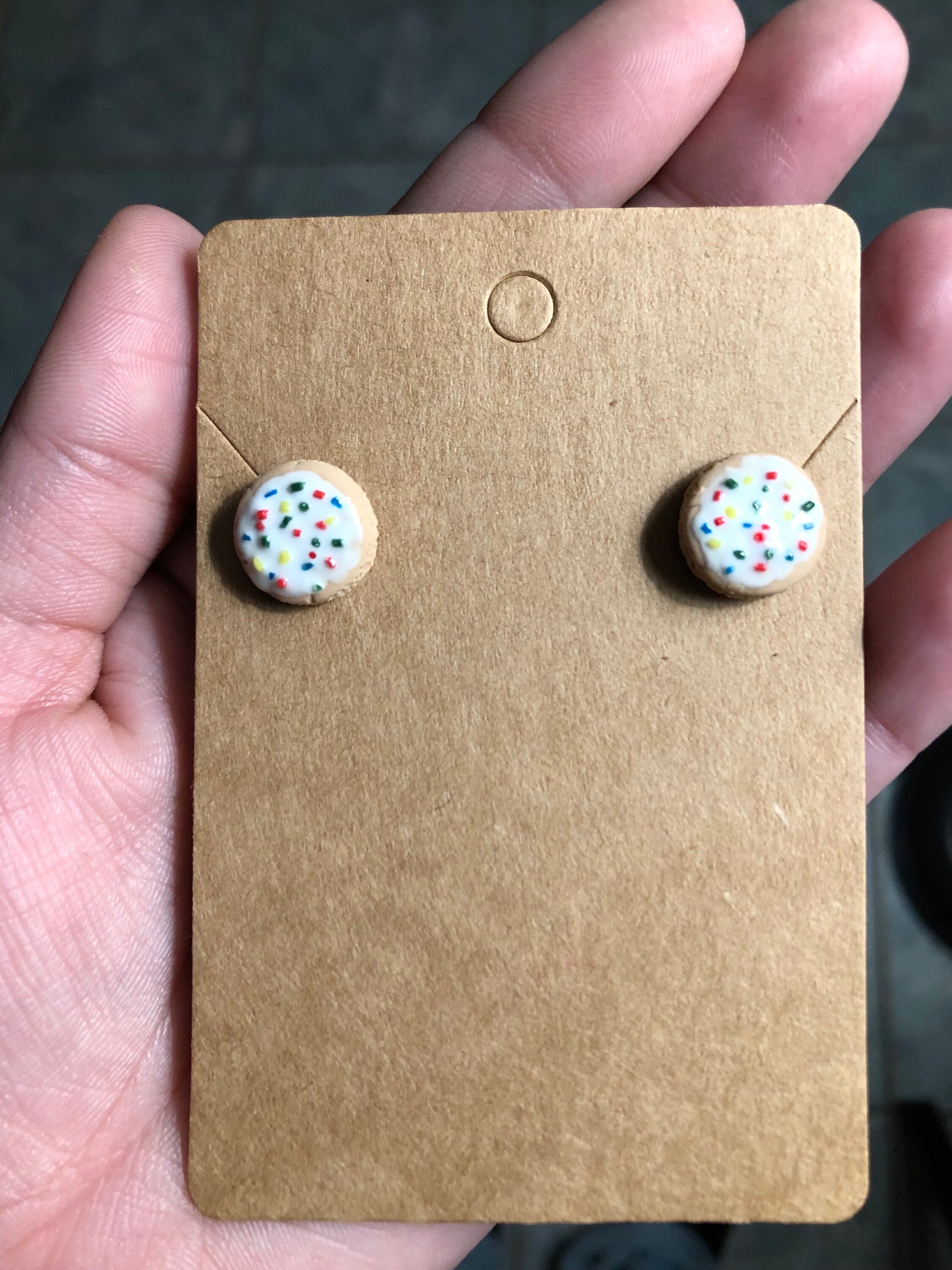 Circular Shaped Sugar Christmas Cookie Earrings Polymer Clay Miniature ...