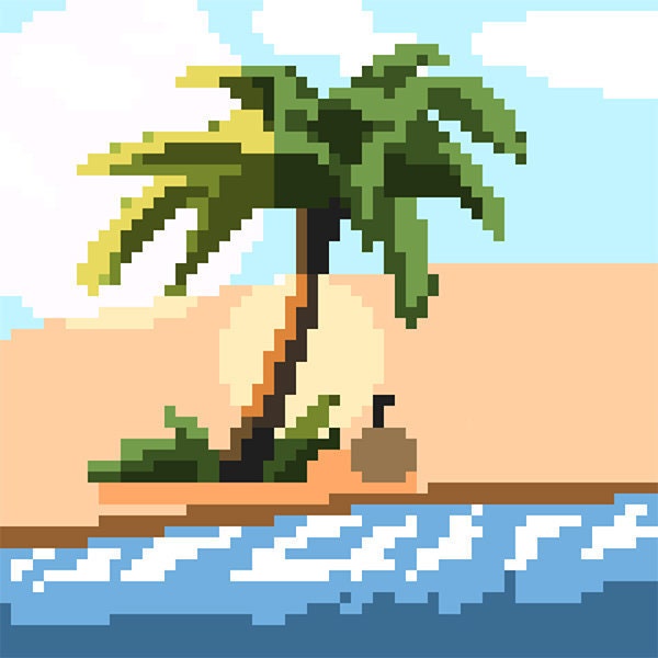 Beautiful Beach Retro Pixel Art Digital Downloadable Art Print - Etsy UK
