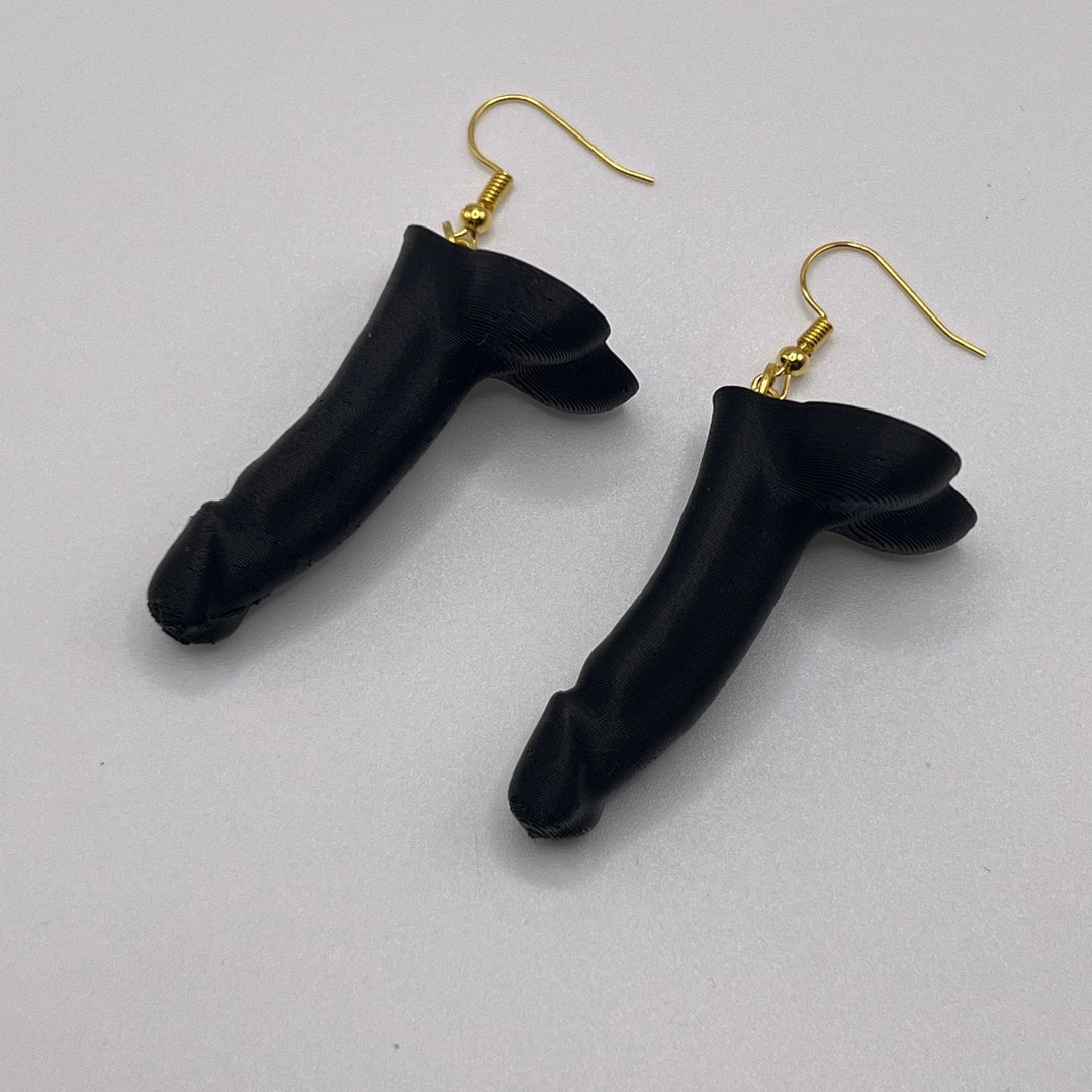 Black - Novelty Penis Earrings - Etsy