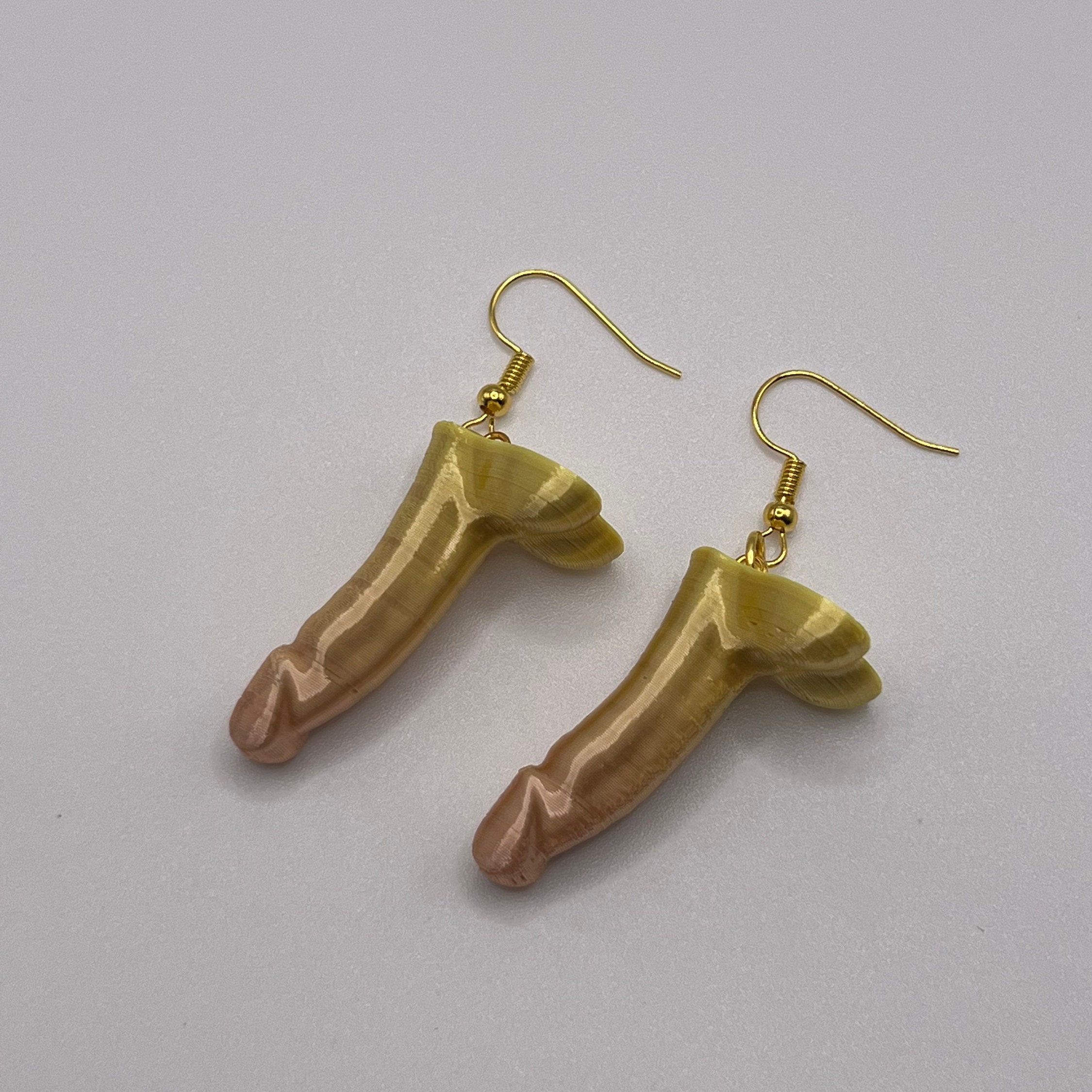 Morning Wood - Gold to Bronze - Novelty Penis Earrings - Etsy
