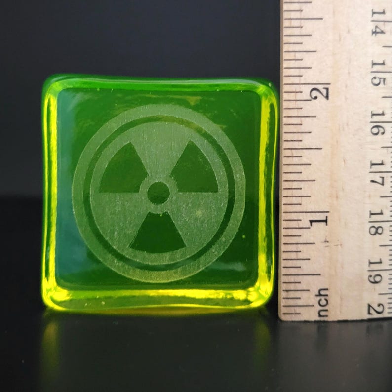 Uranium Glass Block Square 50x50mm Vaseline Yellow Glass Tile Art Deco ...