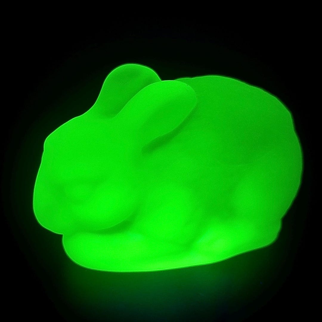 Art Deco Uranium Glass Figurine Rabbit Vaseline Yellow Frosty Glass ...