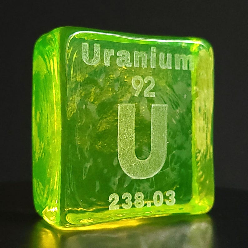 Uranium Glass Block Square 50x50mm Vaseline Yellow Glass Tile Art Deco ...