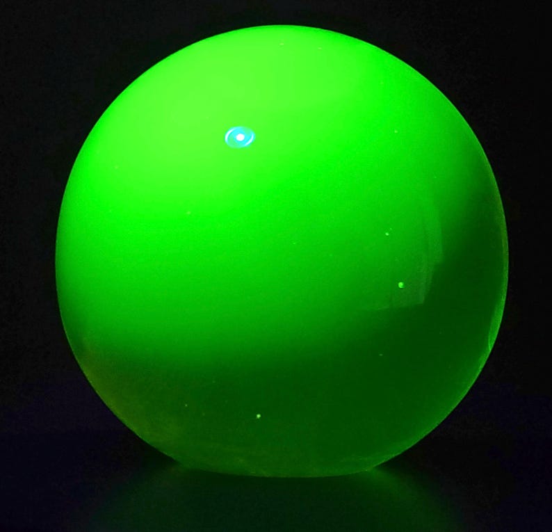 Vaseline Glass Paperweight Uranium Sphere 51mm Depression Yellow Clear ...