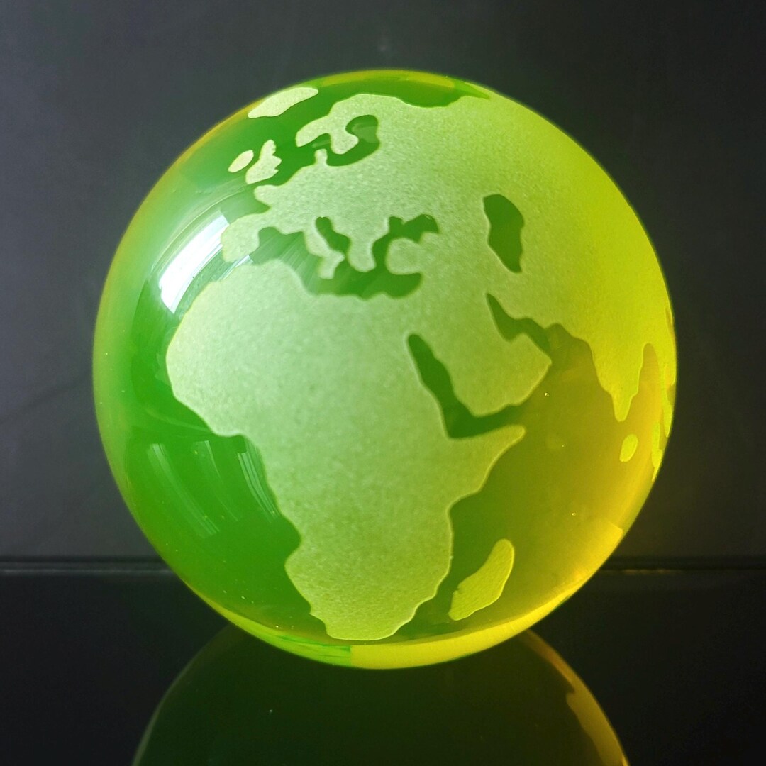 Art Deco Uranium Glass Sphere Vaseline Yellow Globe 65mm Glass Ball ...